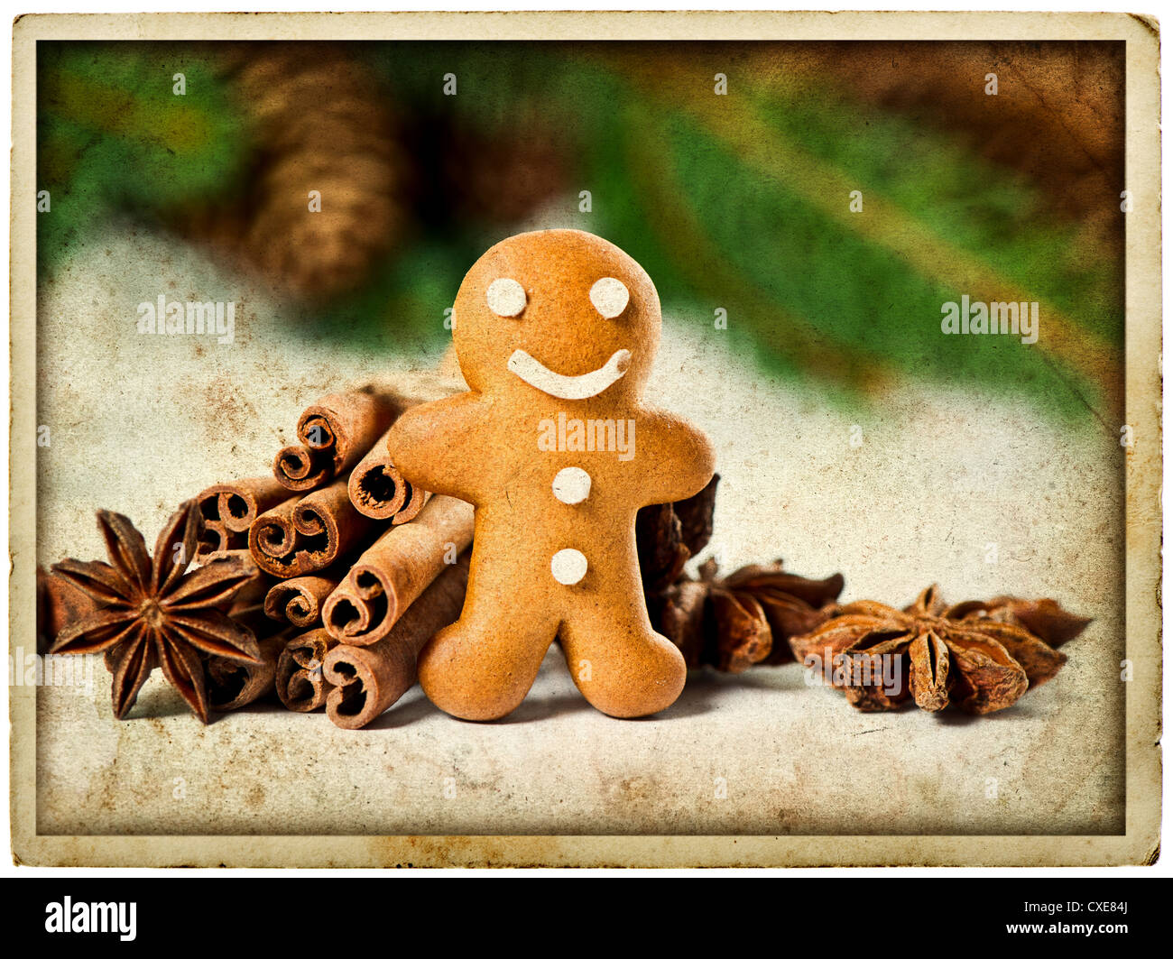 smiling gingerbread man with christmas spices Stock Photo - Alamy