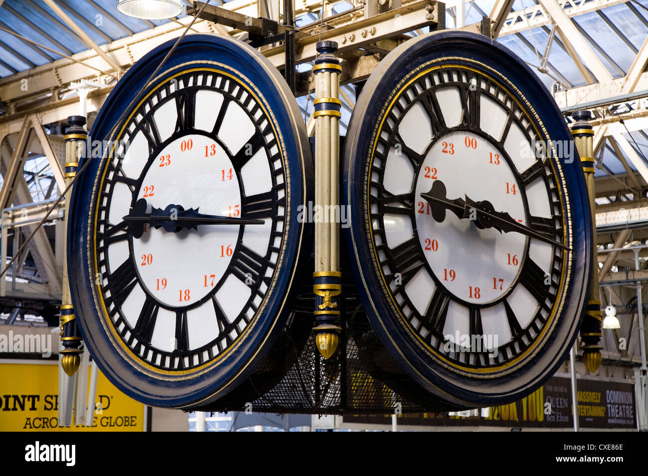 Suspended clock – famous as a meeting place / landmark – in the ...