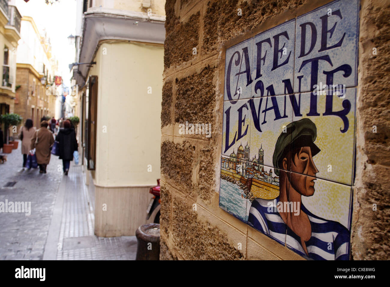 Cadiz, outside a cafe in a shopping street Stock Photo - Alamy
