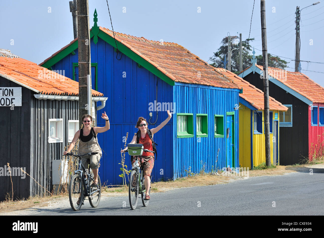 Colourful cabins of oyster farms at la Baudissière near Dolus / Saint ...