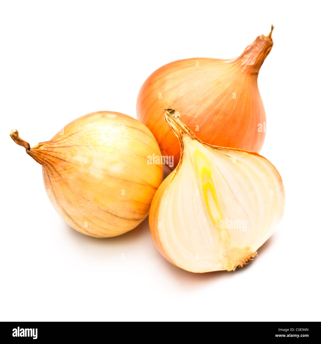 Three ripe white onions Cut Out Stock Images & Pictures - Alamy