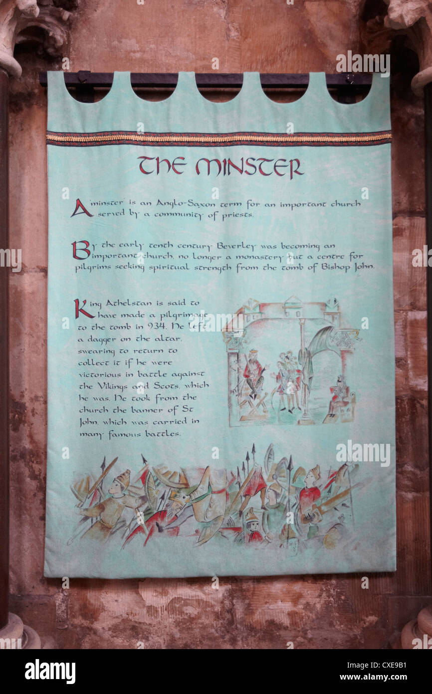 Tapestry in Beverley Minster telling the story of a Minster. An Anglo ...