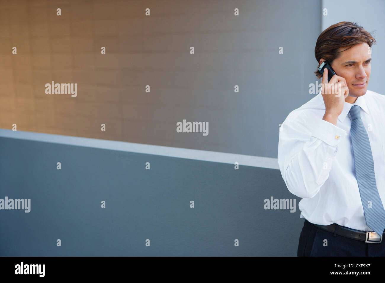 Businessman using cell phone outdoors Stock Photo - Alamy Businessman using cell phone outdoors Stock Photo - Alamy
