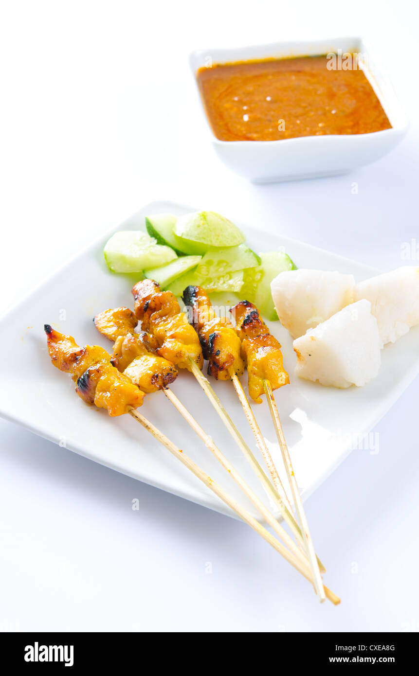 satay isolated on white Stock Photo - Alamy