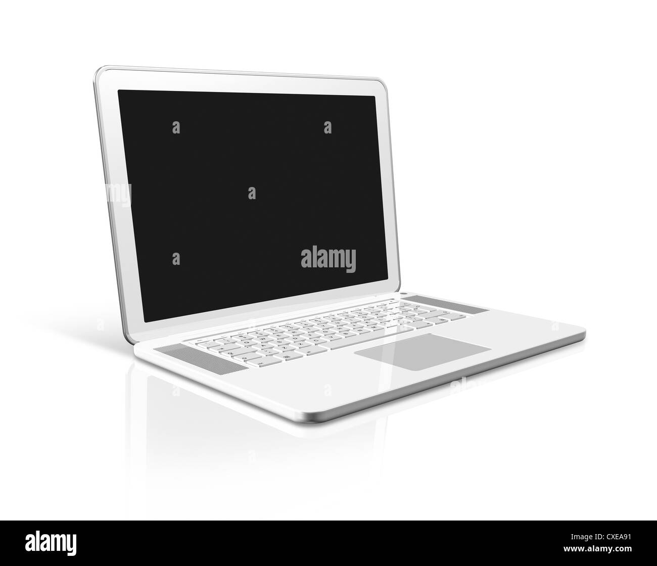 3D white laptop computer isolated on white with 2 clipping path : one ...