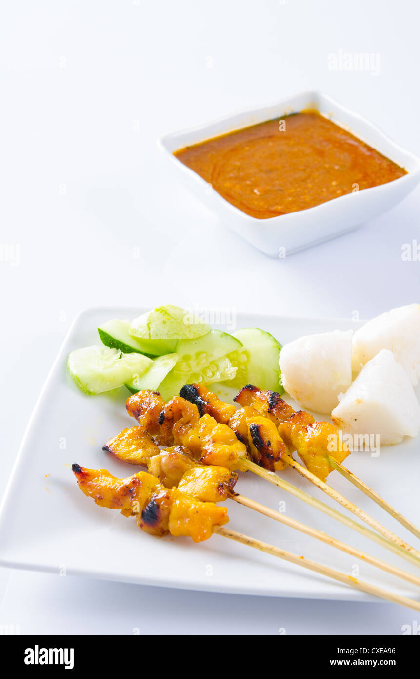 satay isolated on white Stock Photo - Alamy