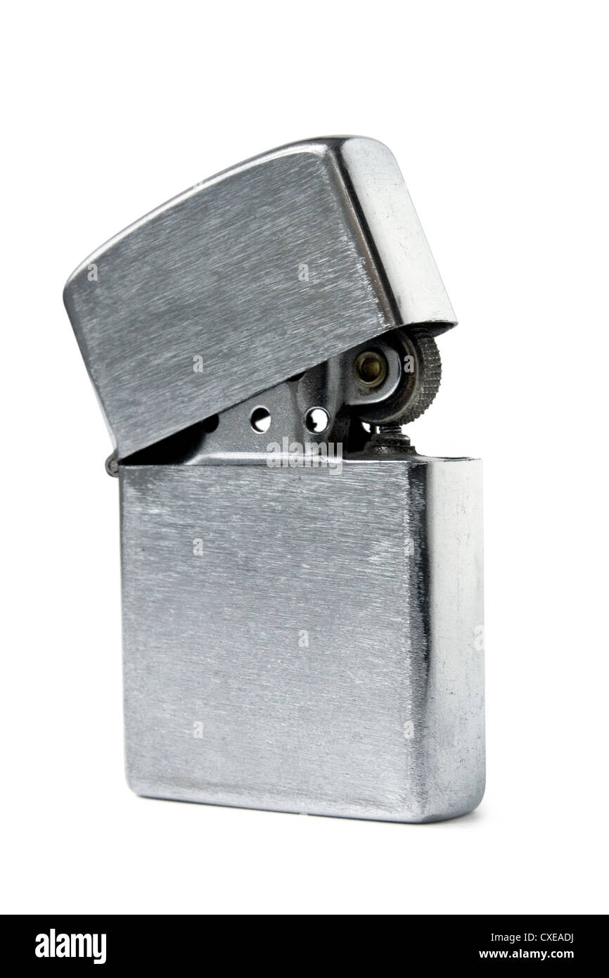 brushed metal lighter isolated on white background Stock Photo - Alamy
