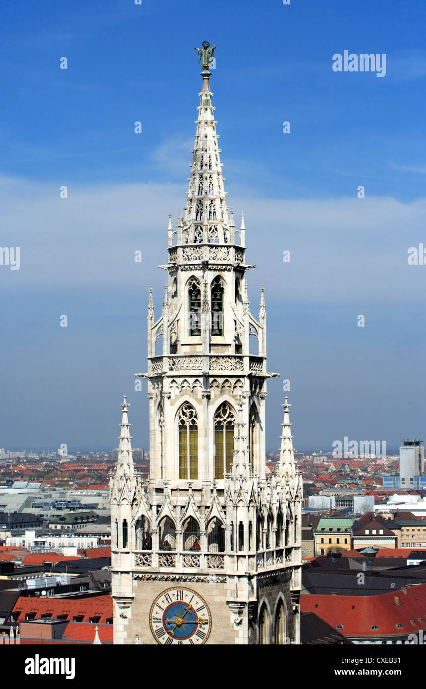 Munich, View of the tower of the new city hall Stock Photo - Alamy