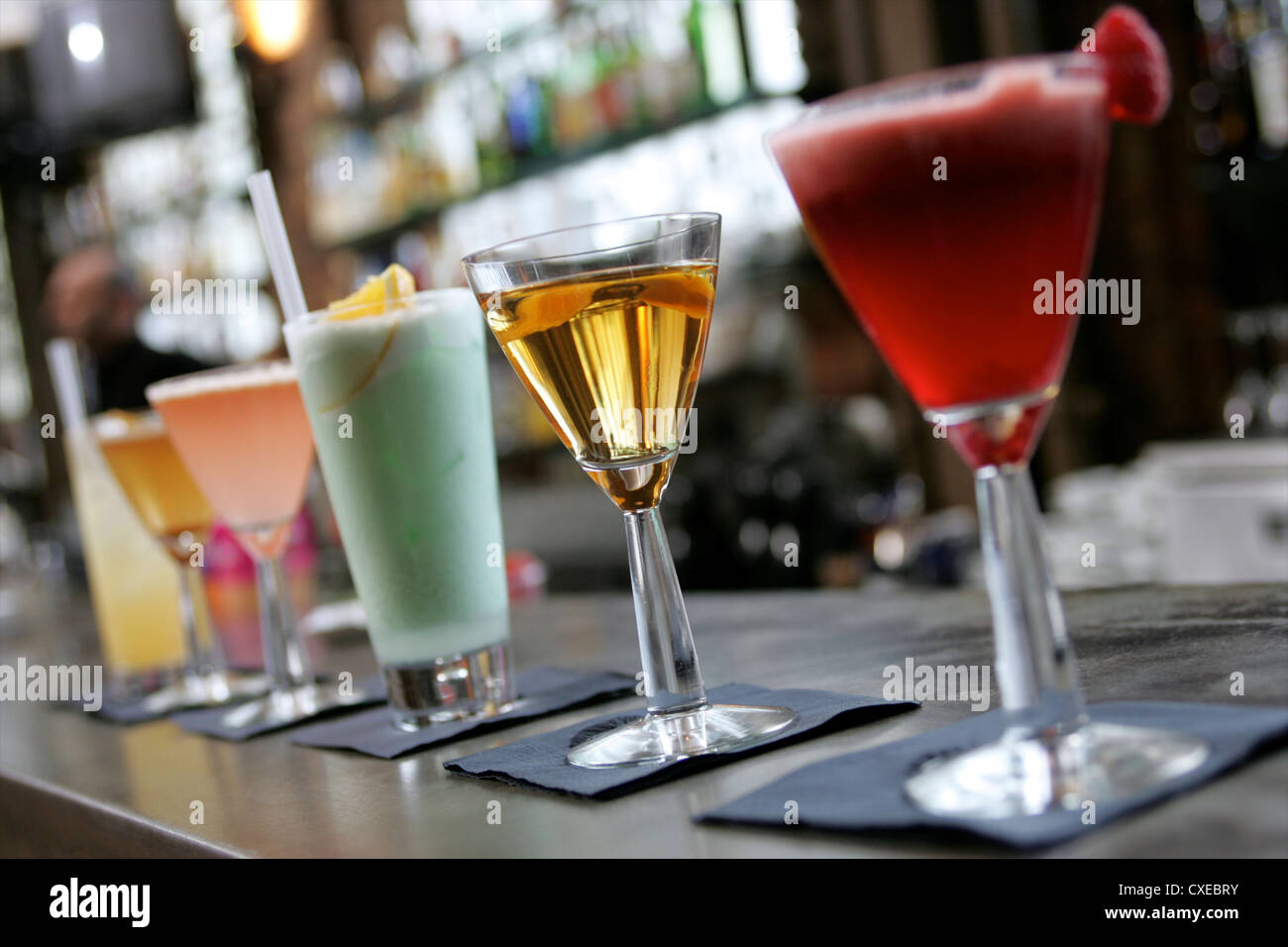 Selection of cocktails on bar Stock Photo - Alamy