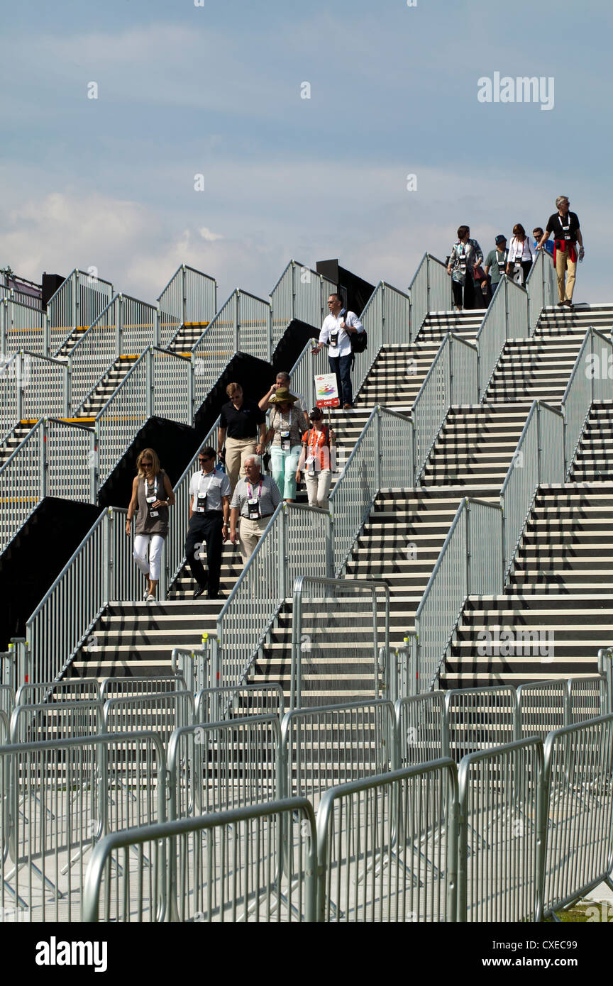 Close-up view of the temporary pedestrian bridge over the A2, allowing ...