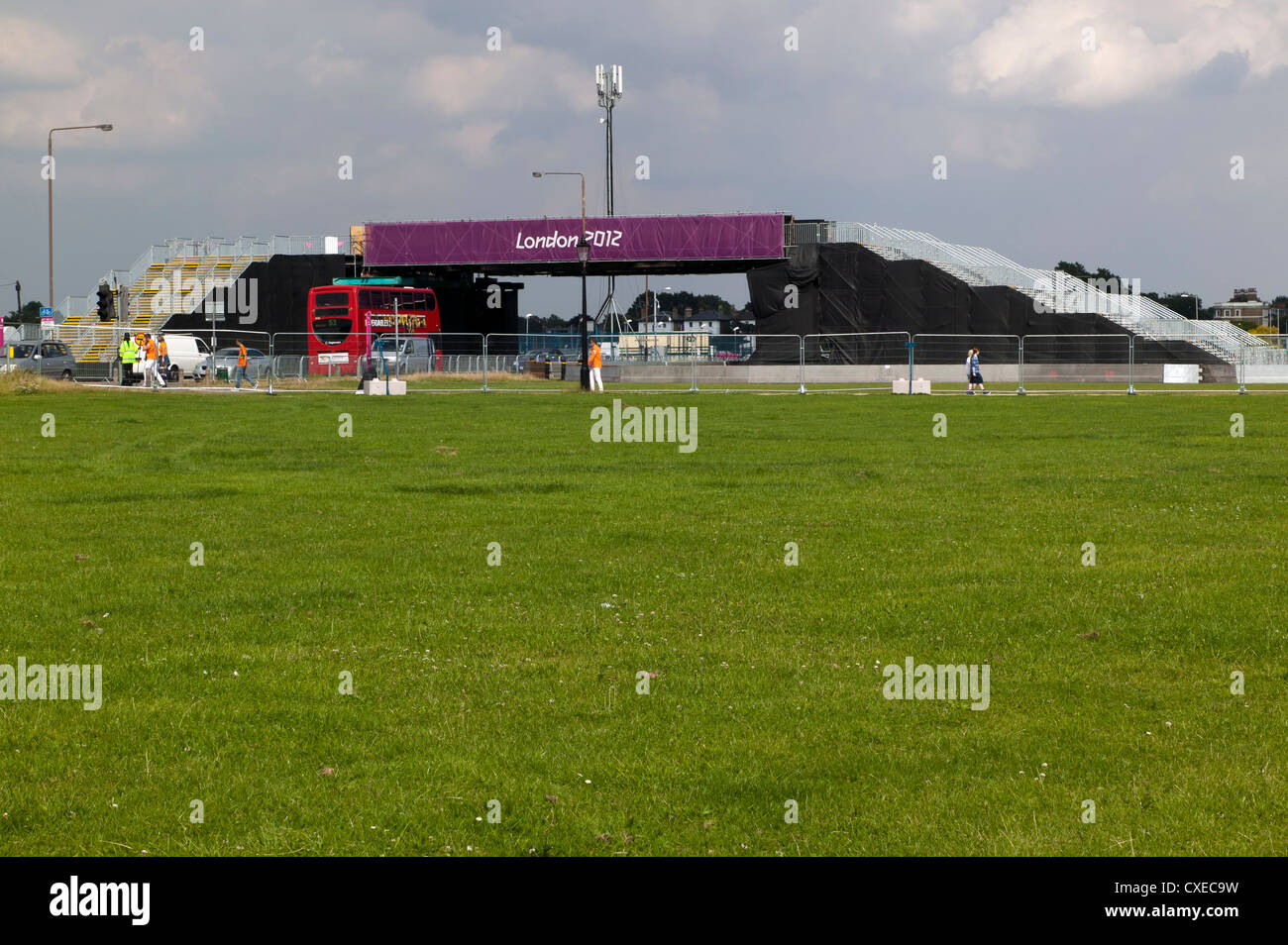 Temporary pedestrian bridge over the A2, allowing access to the Olympic ...