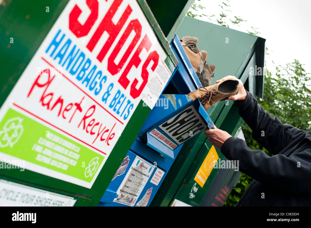 A shoe recycling bank in Shifnal, Shropshire, England Stock Photo - Alamy