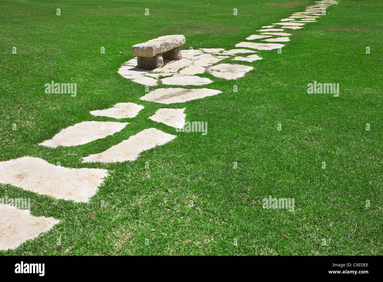 Path and bench Stock Photo - Alamy