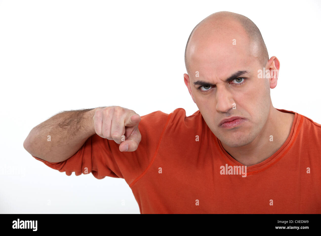 Angry bald man pointing hi-res stock photography and images - Alamy