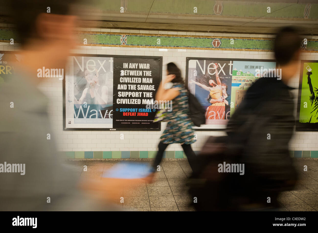 An advertisement in the subway in New York supports Israel and promotes ...