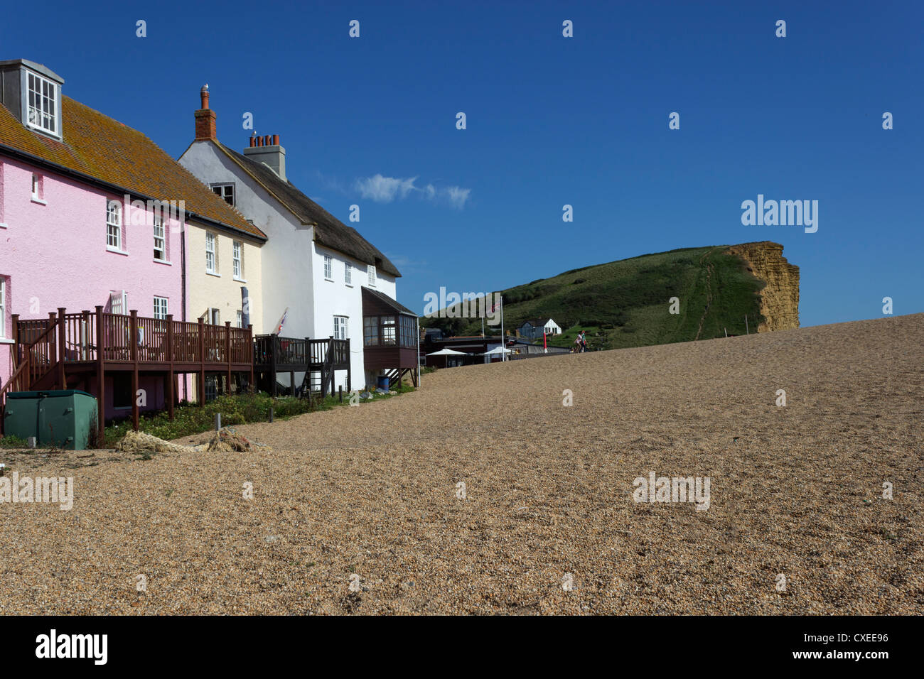 Pastel coloured Cottages at West Bay Dorset Stock Photo - Alamy