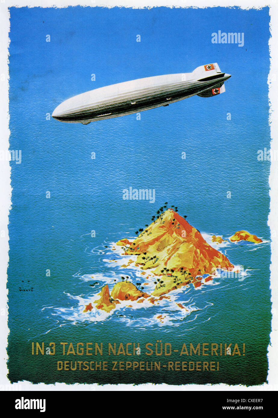 TO SOUTH AMERICA IN THREE DAYS ! German Zeppelin advert about 1935 ...