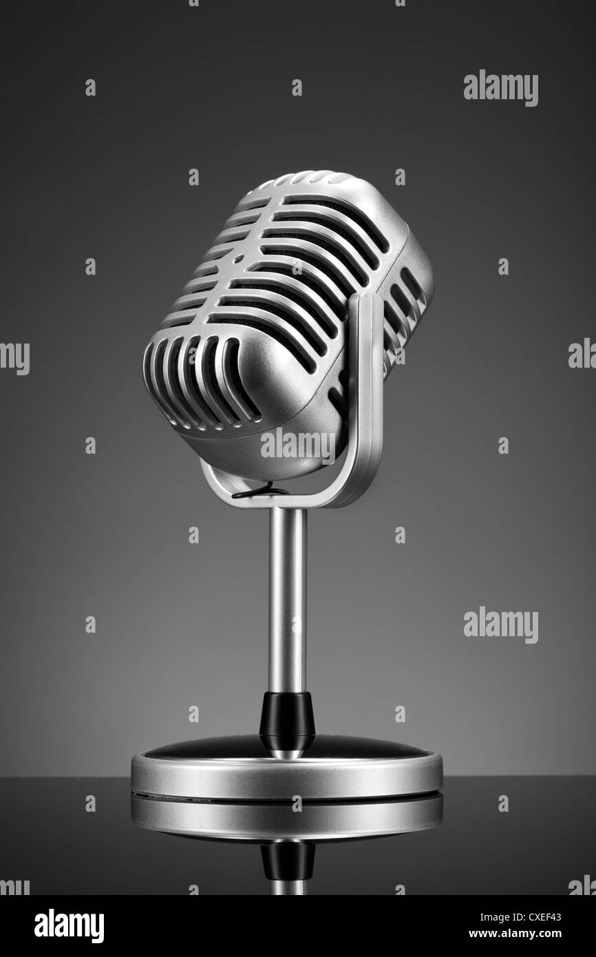 Microphone on stage closeup Black and White Stock Photos & Images - Alamy