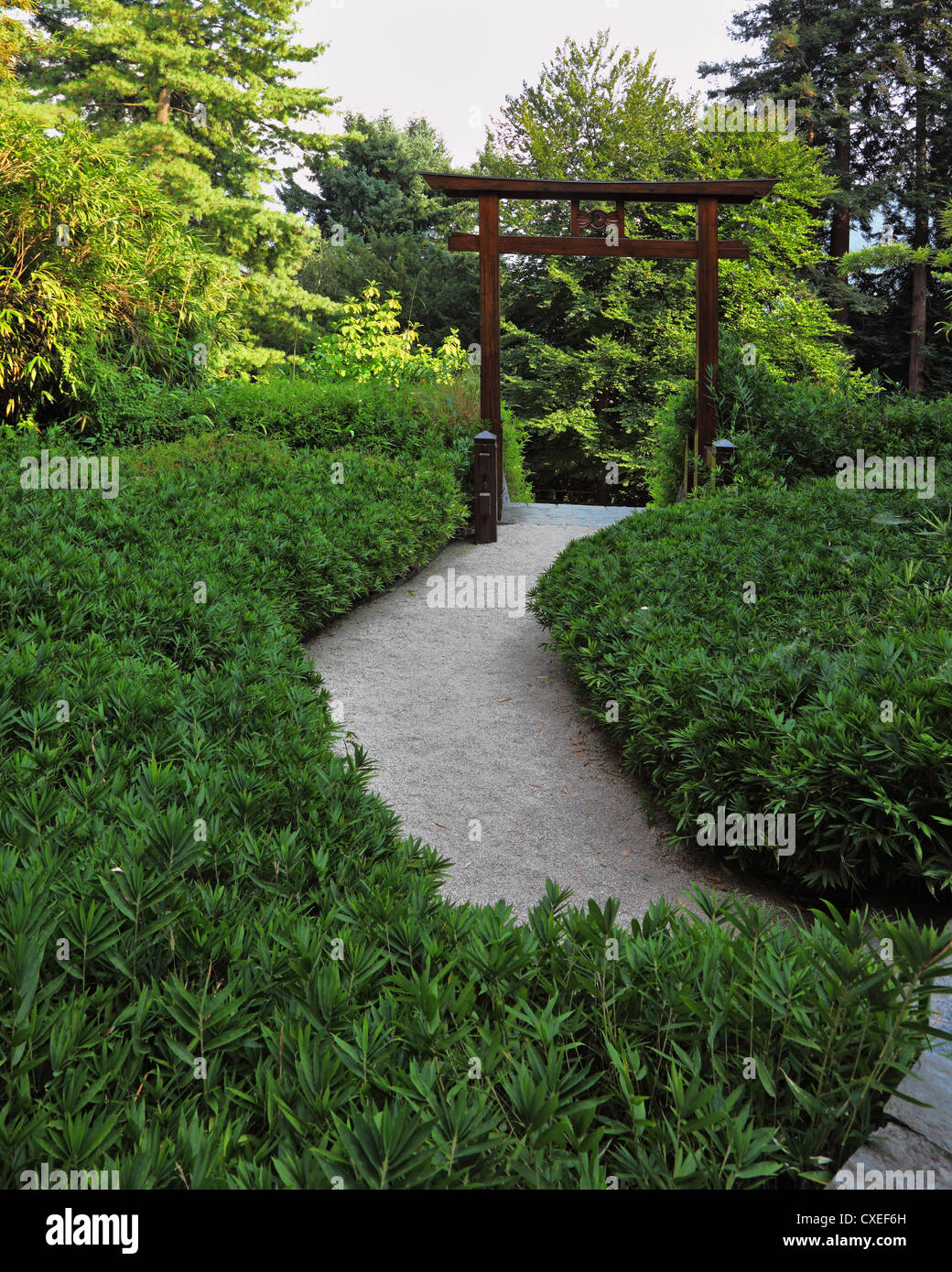 Wooden gate with traditional oriental symbols Stock Photo - Alamy