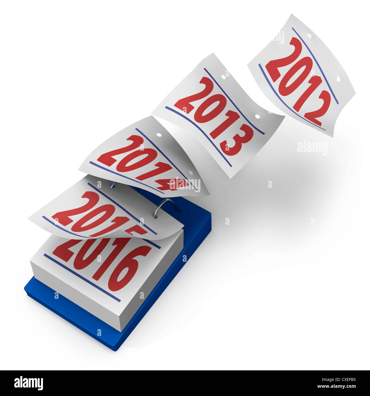 Desktop calendar showing how years fly by on white background Stock ...