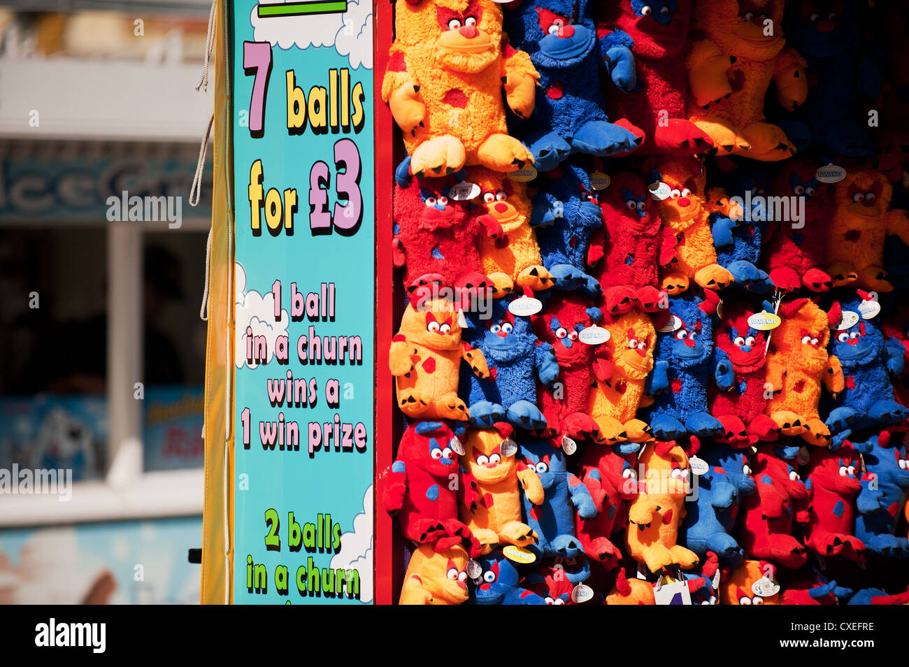 Soft toy prizes on a fairground stall on Brighton Pier Stock Photo - Alamy
