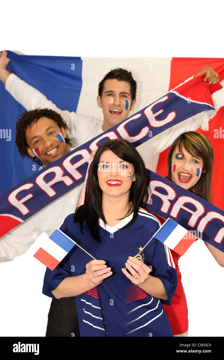 A group of friends supporting the French football team Stock Photo - Alamy