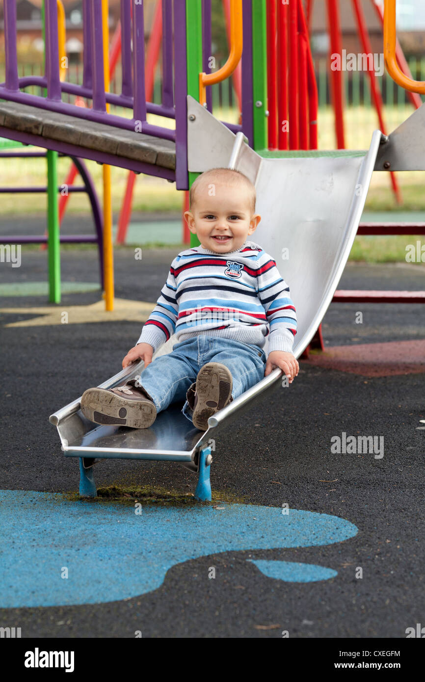 Cute baby boy on the playground Stock Photo - Alamy