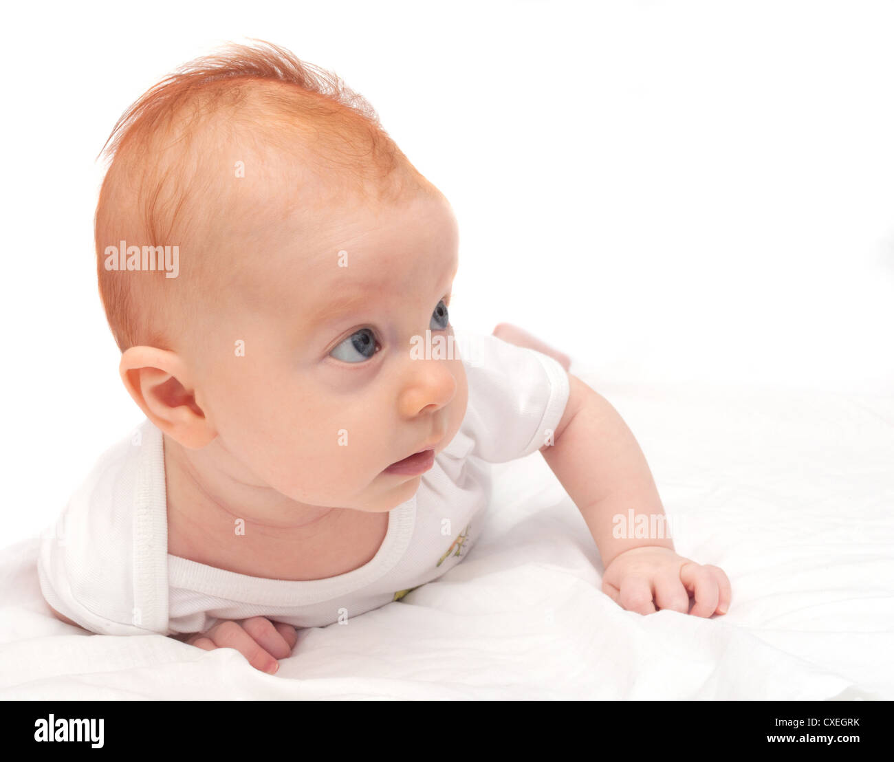 Baby cute lying lie girl newborn curious hi-res stock photography and ...