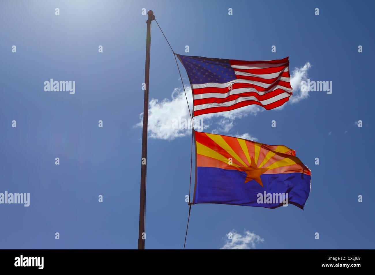Two flags flutter on a wind Stock Photo - Alamy