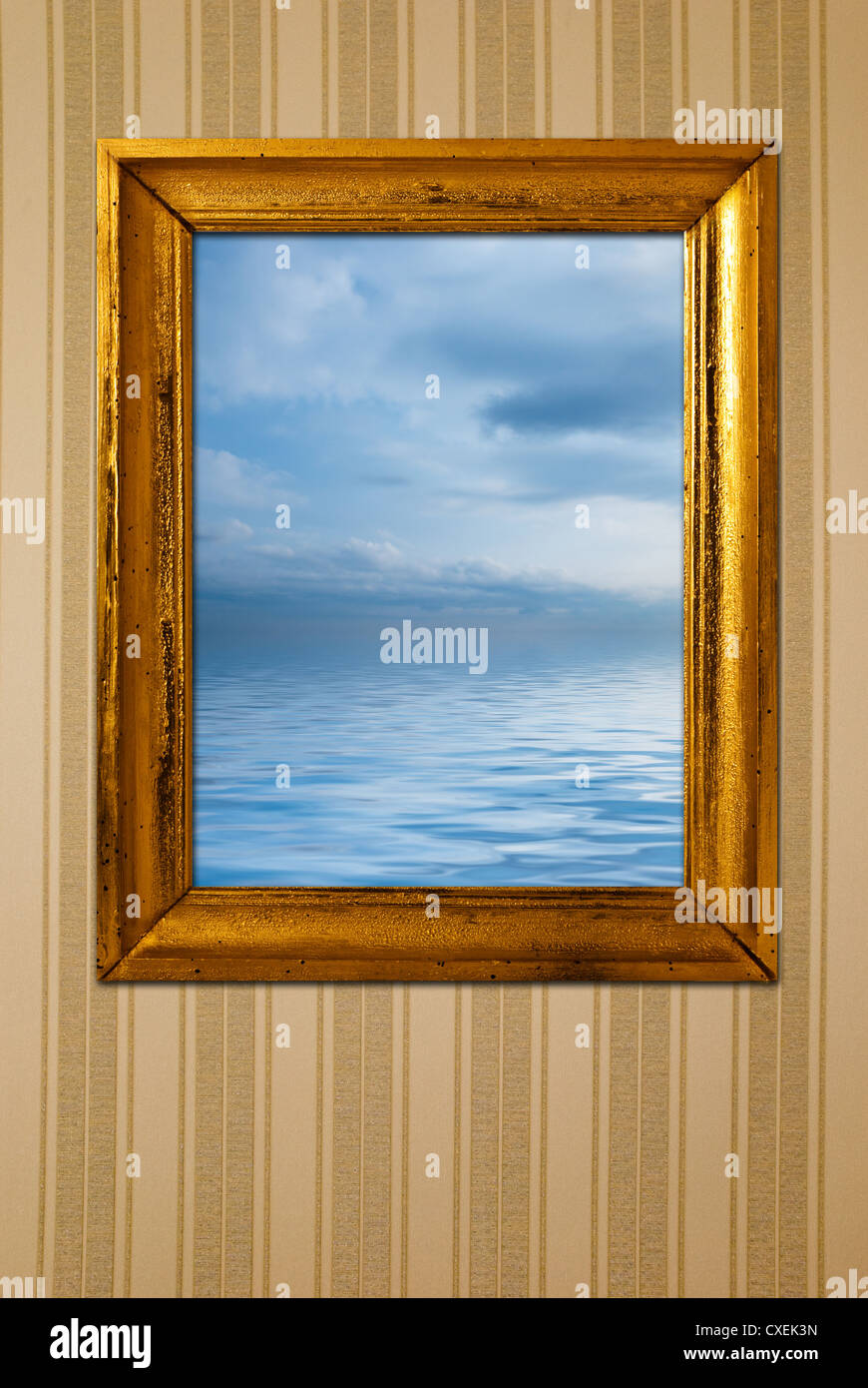 Vintage frame with sea view picture Stock Photo - Alamy