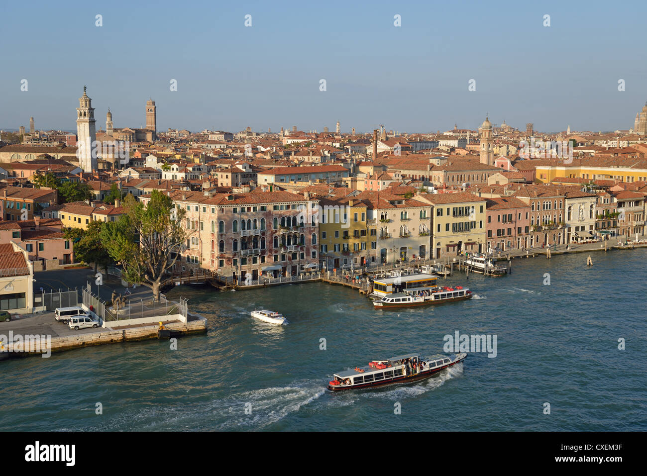 View of Venice waterfront from cruise ship, Venice, Venice Province ...