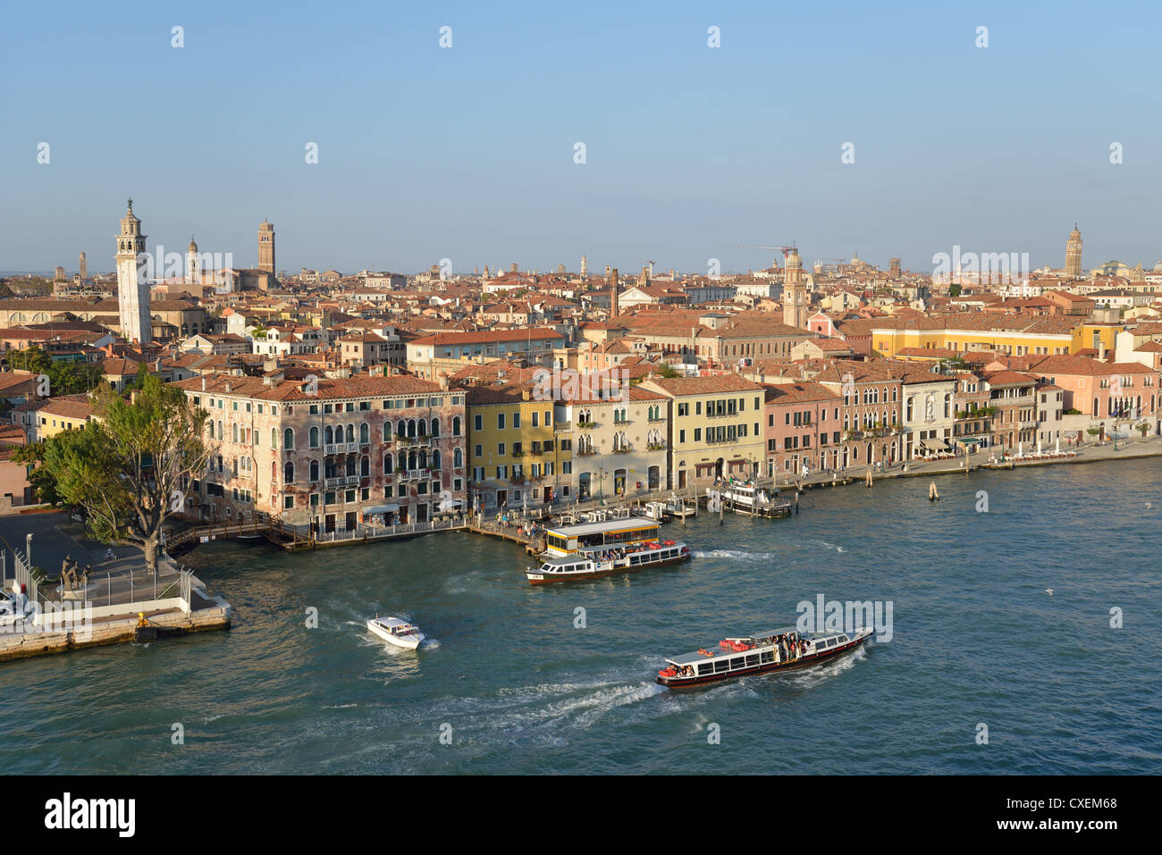 View of Venice waterfront from cruise ship, Venice, Venice Province ...