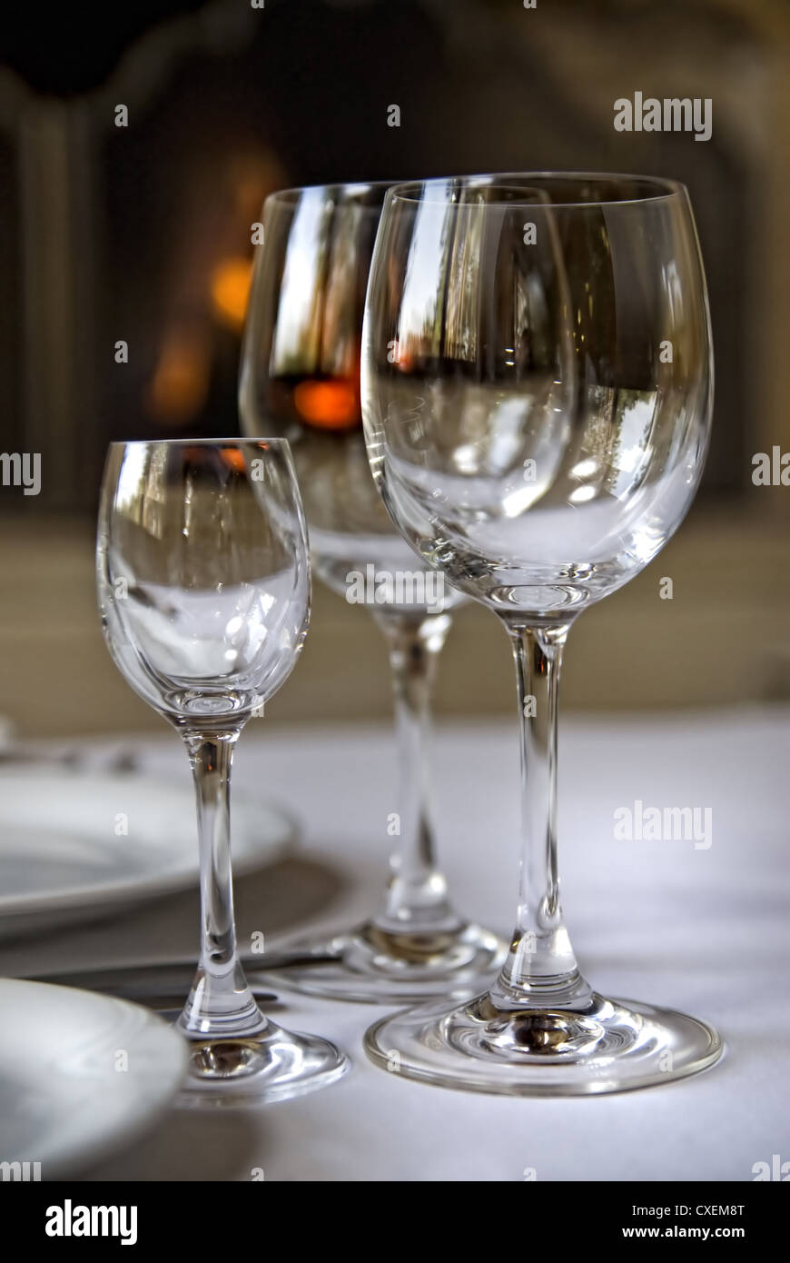 Glass goblets on the table Stock Photo - Alamy