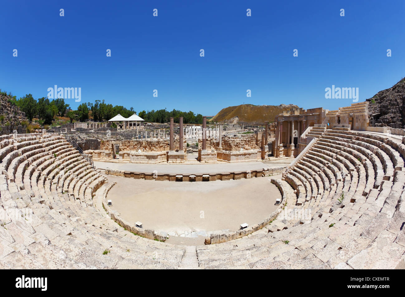 The stone seat in the Roman amphitheater Stock Photo - Alamy
