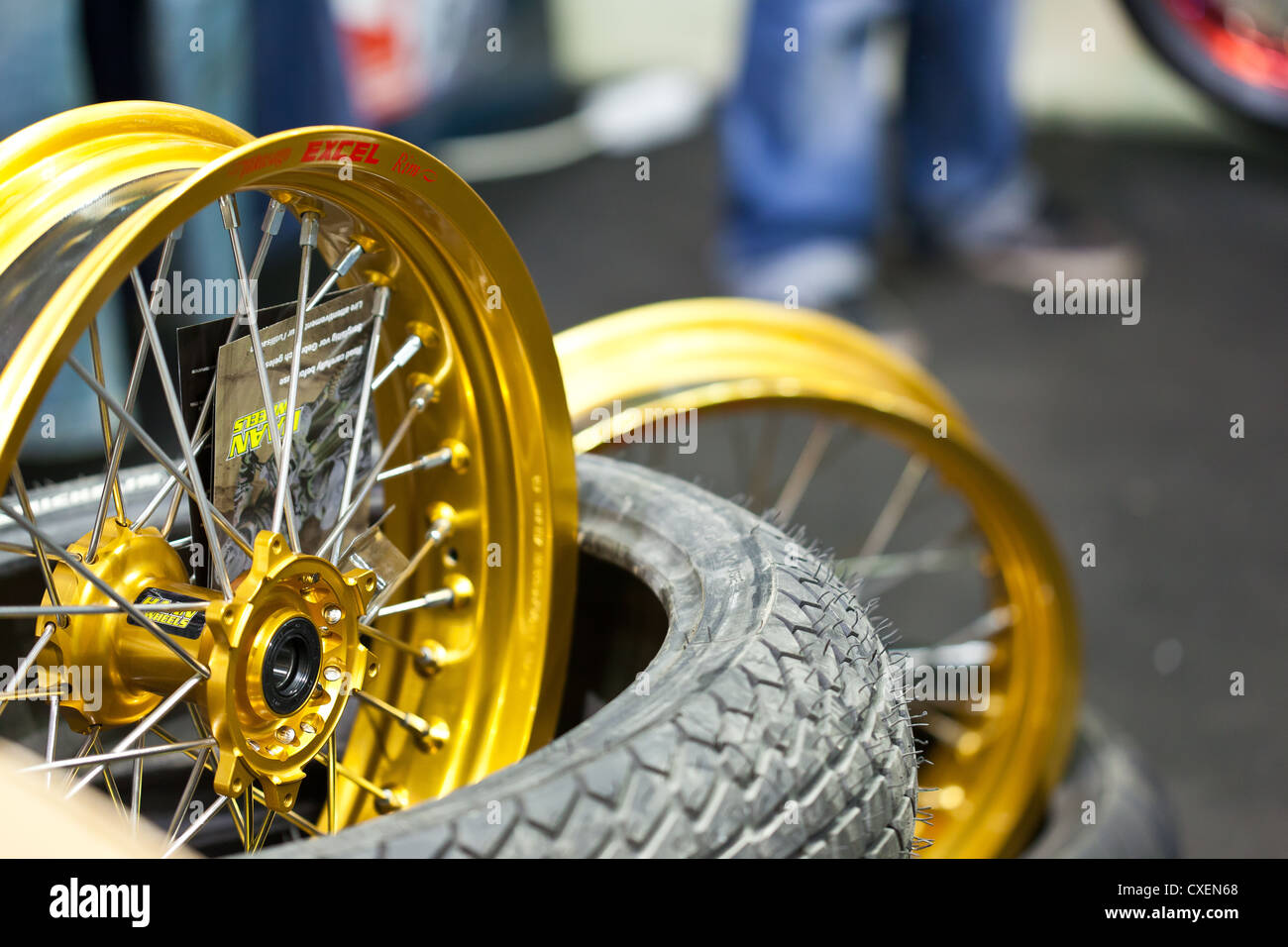 Closeup of motorcycle wheel Stock Photo - Alamy