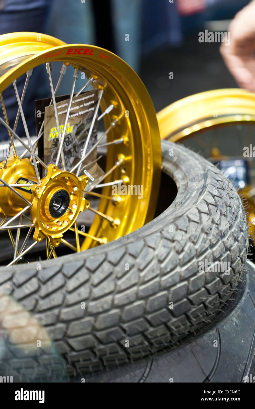 Closeup of motorcycle wheel Stock Photo - Alamy