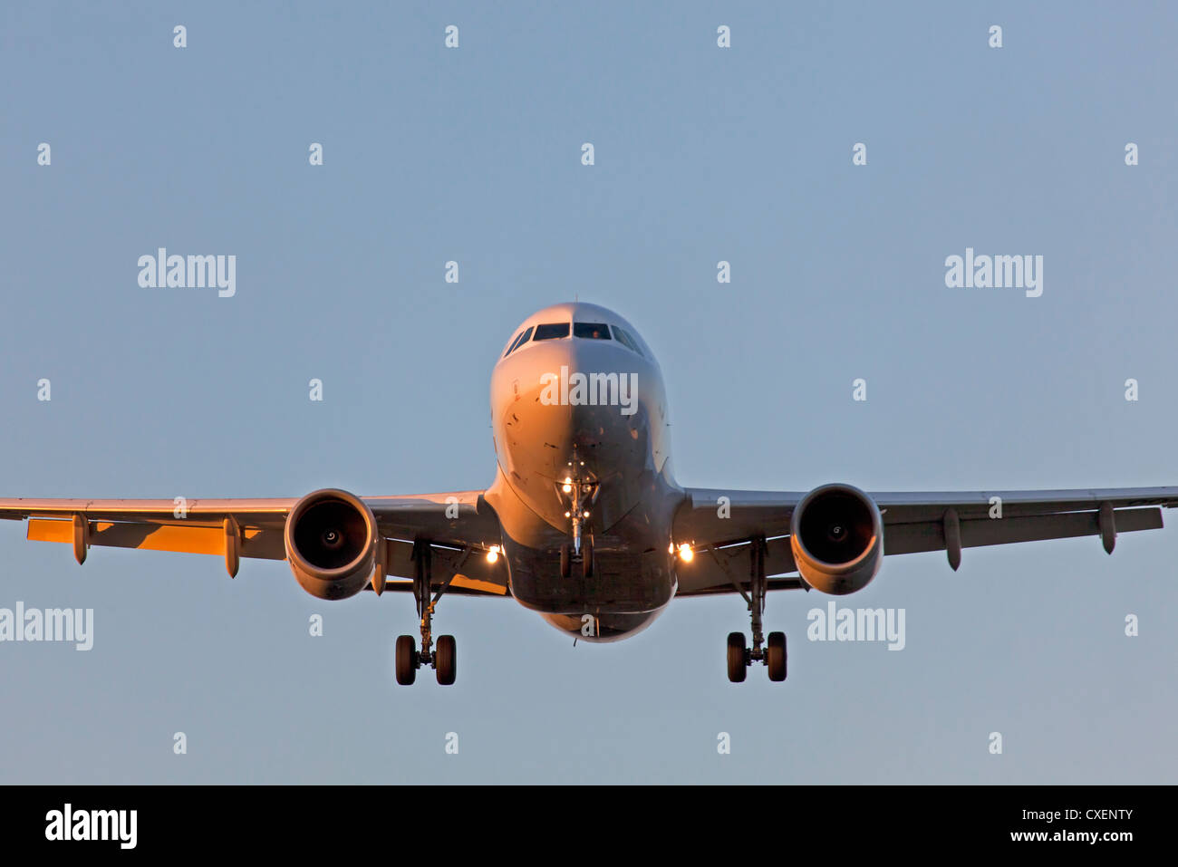 Front of a landing airplane Stock Photo - Alamy