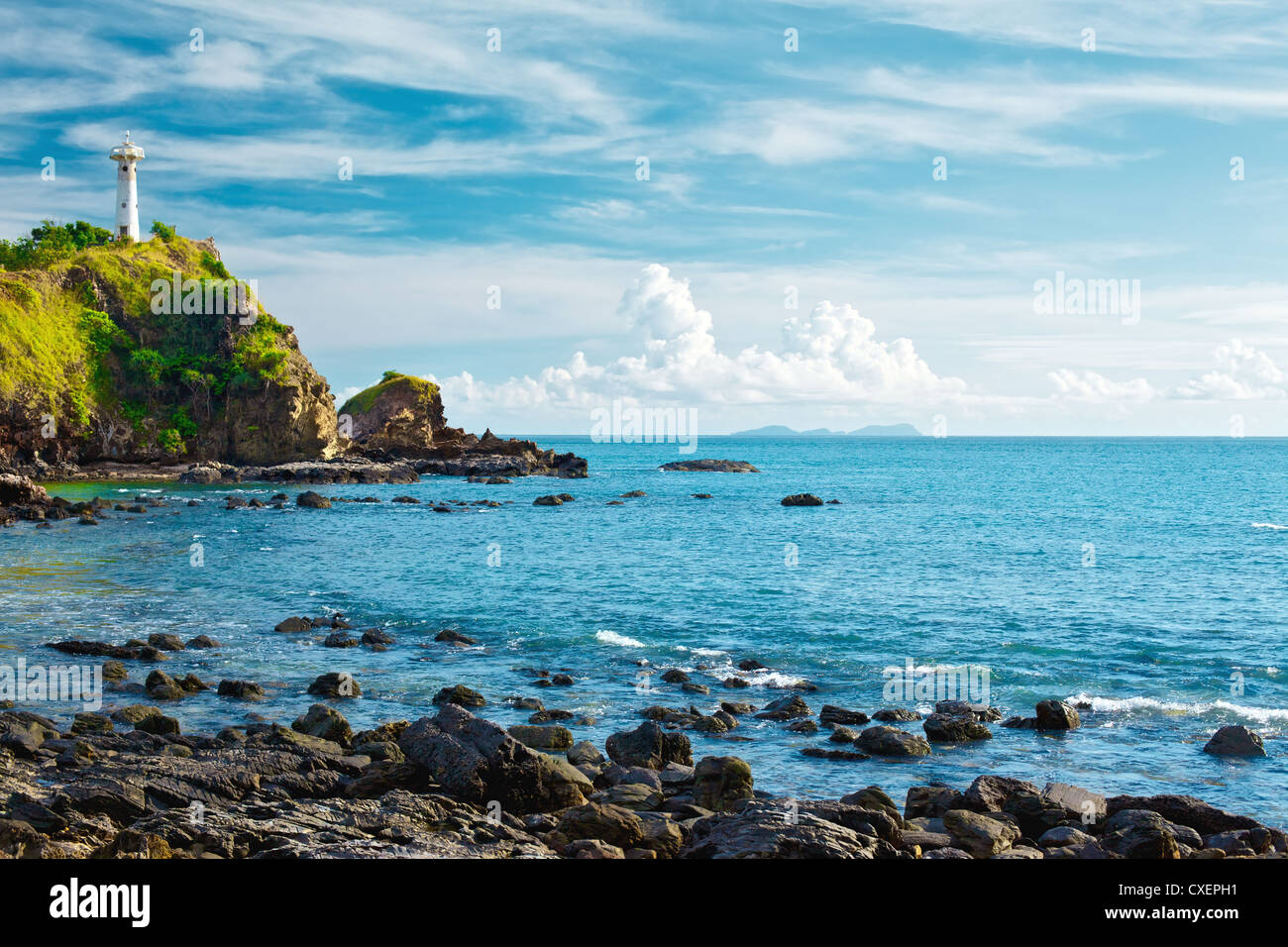 Lighthouse on a Cliff Stock Photo - Alamy