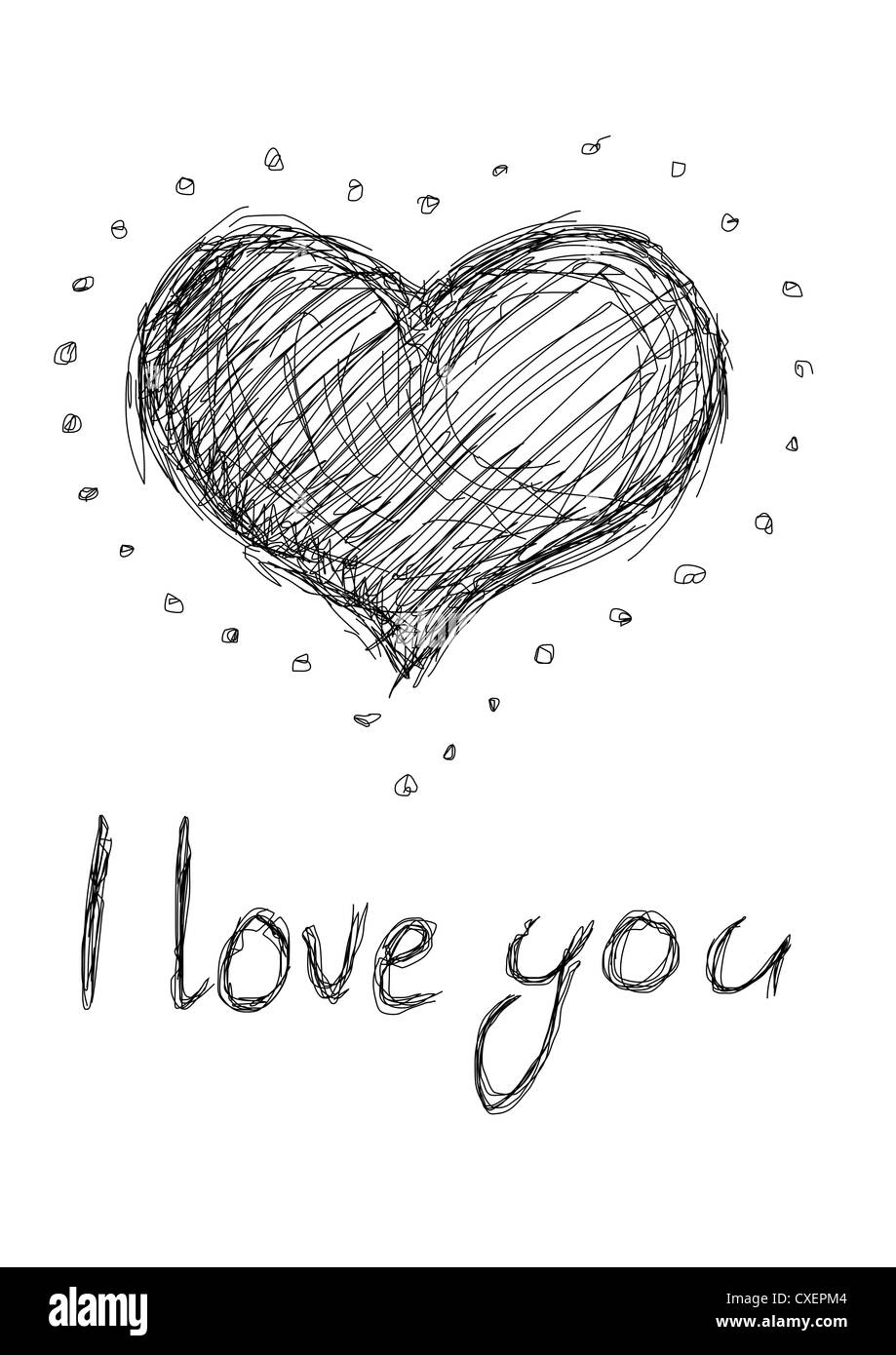 I Love You Pencil Drawing
