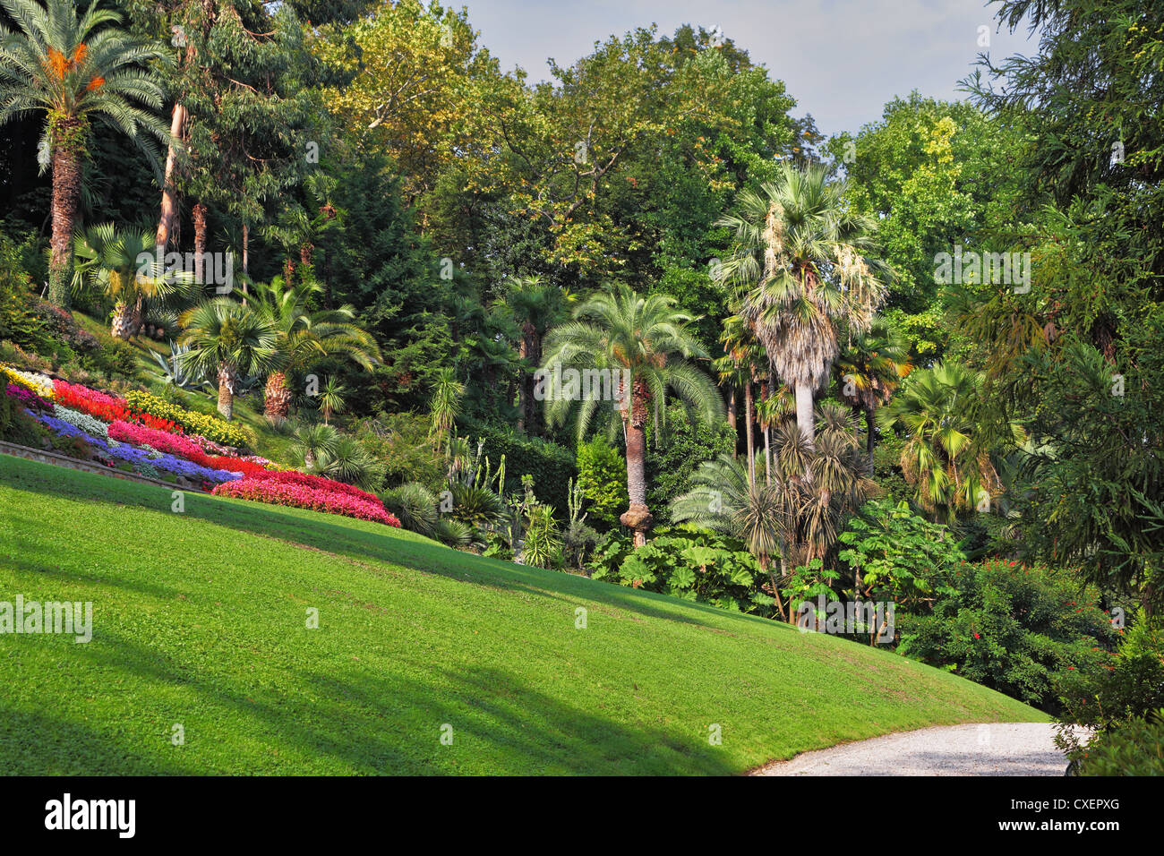 Magnificent park with flower beds Stock Photo - Alamy