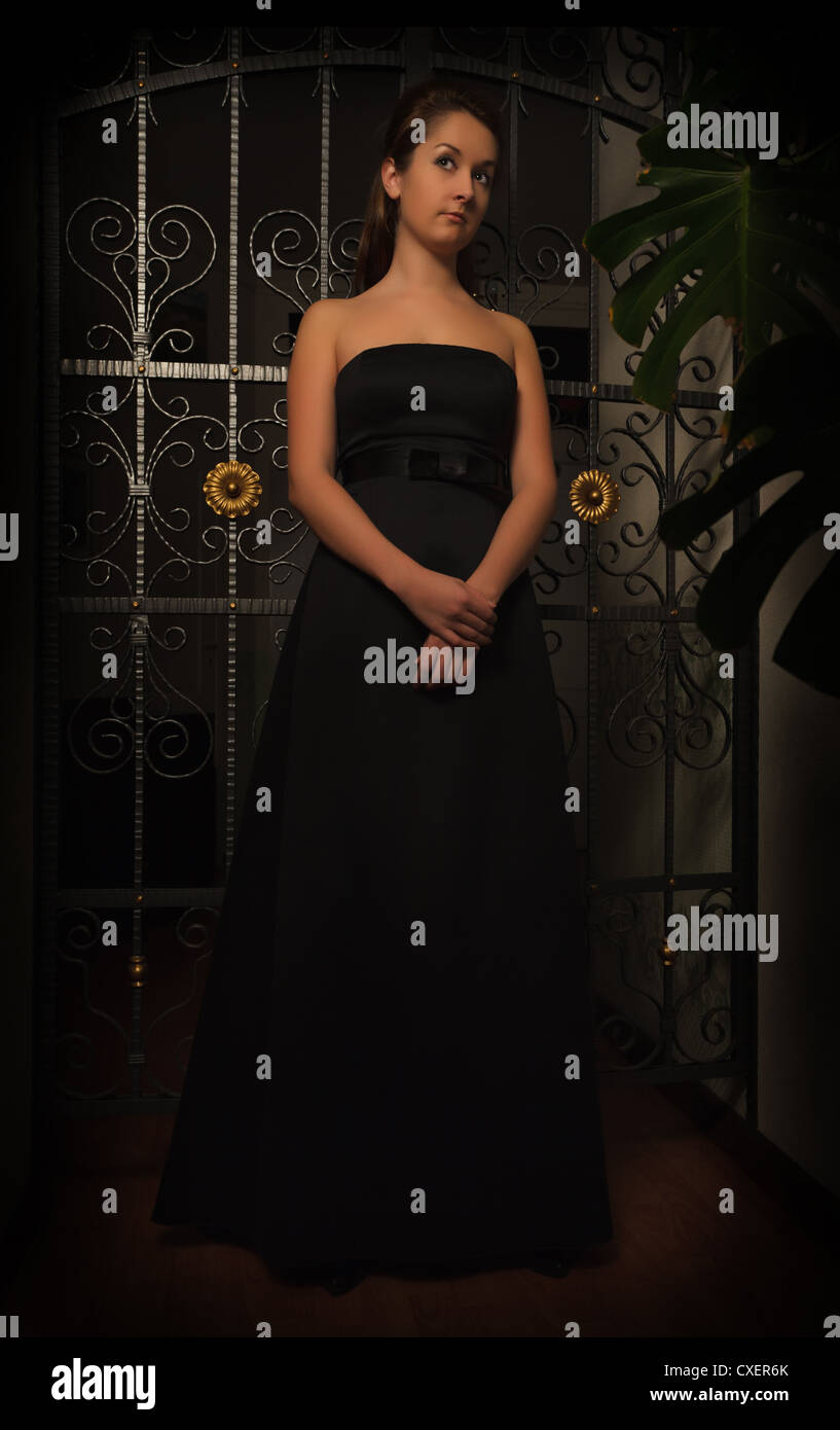 lady in hall of old house Stock Photo - Alamy