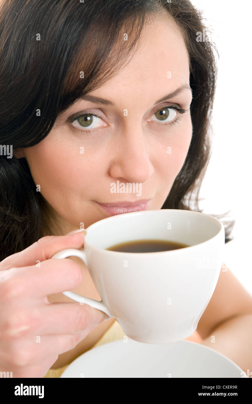 woman enjoying a cup of tea Stock Photo - Alamy
