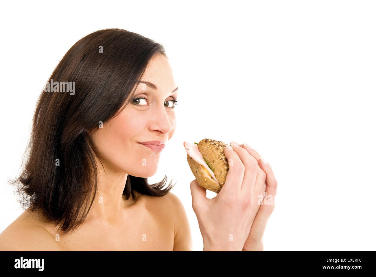 Woman Eating Burger Stock Photo - Alamy