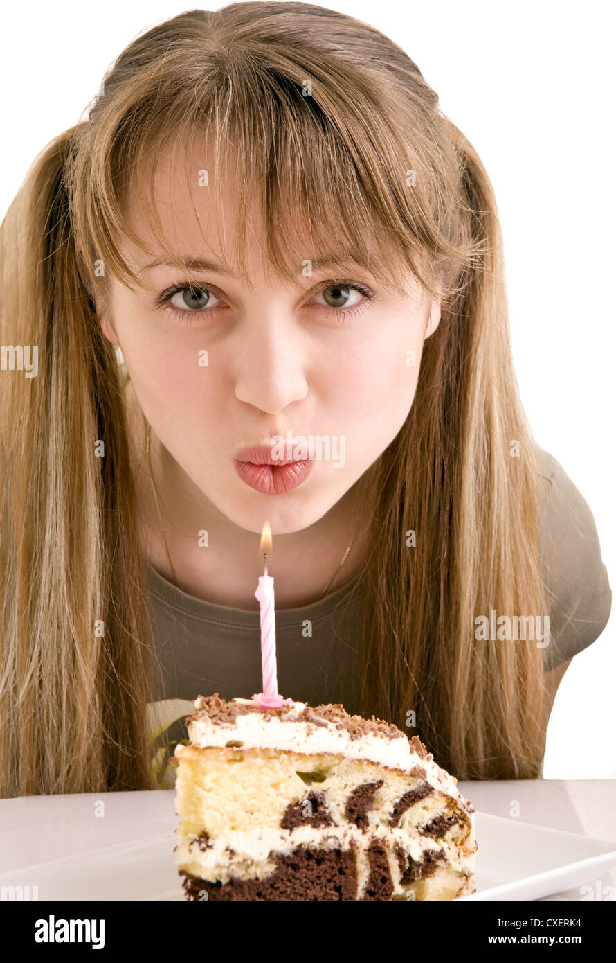 young girl with a pie Stock Photo - Alamy