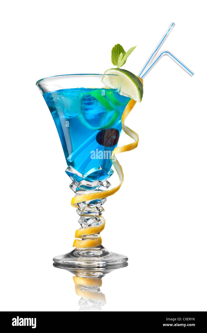 blue curacao cocktail isolated on white Stock Photo - Alamy