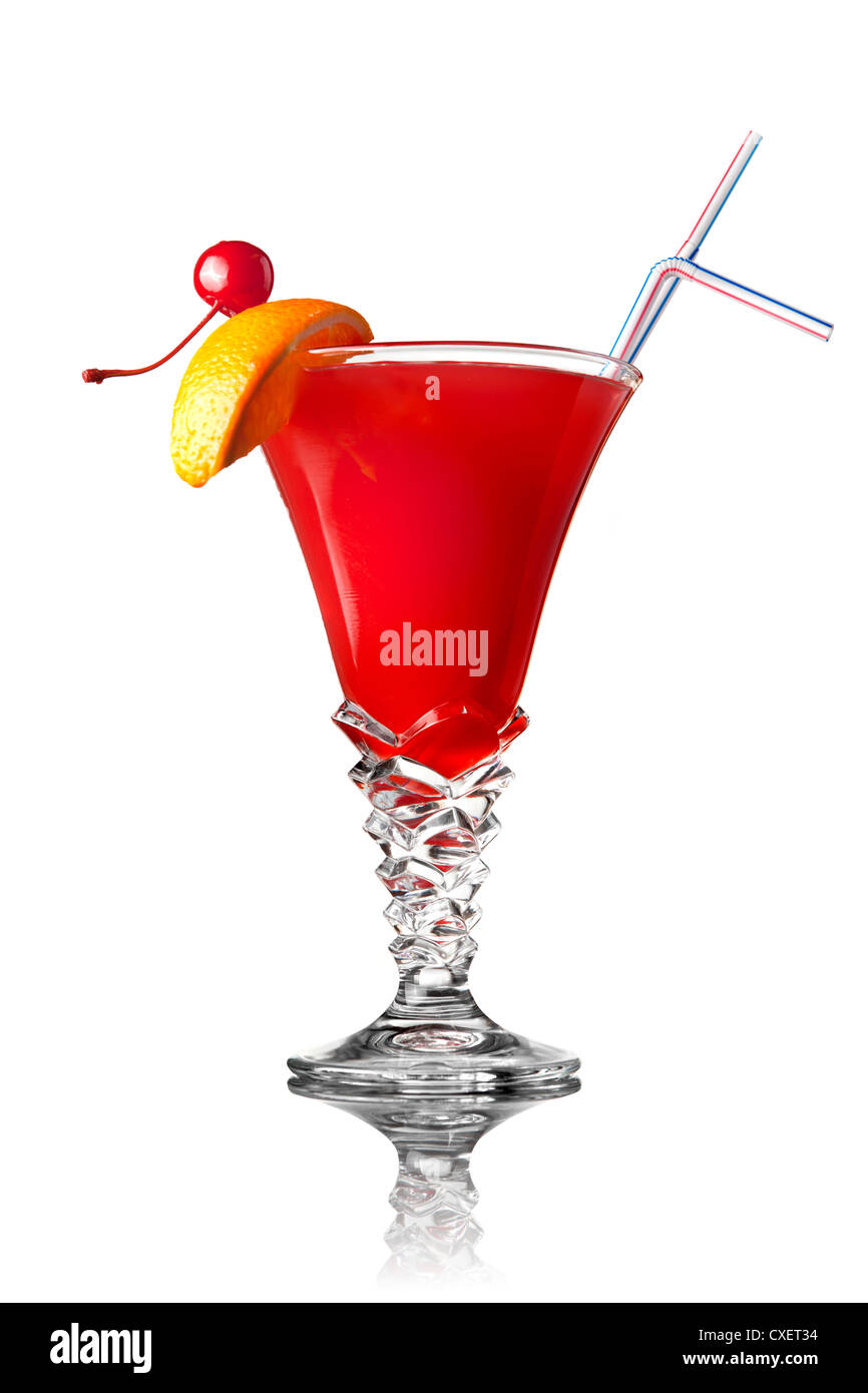 red cocktail isolated on white Stock Photo - Alamy