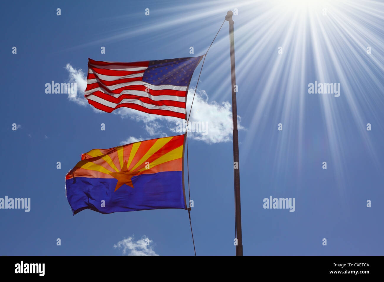 Flags against sun hi-res stock photography and images - Alamy