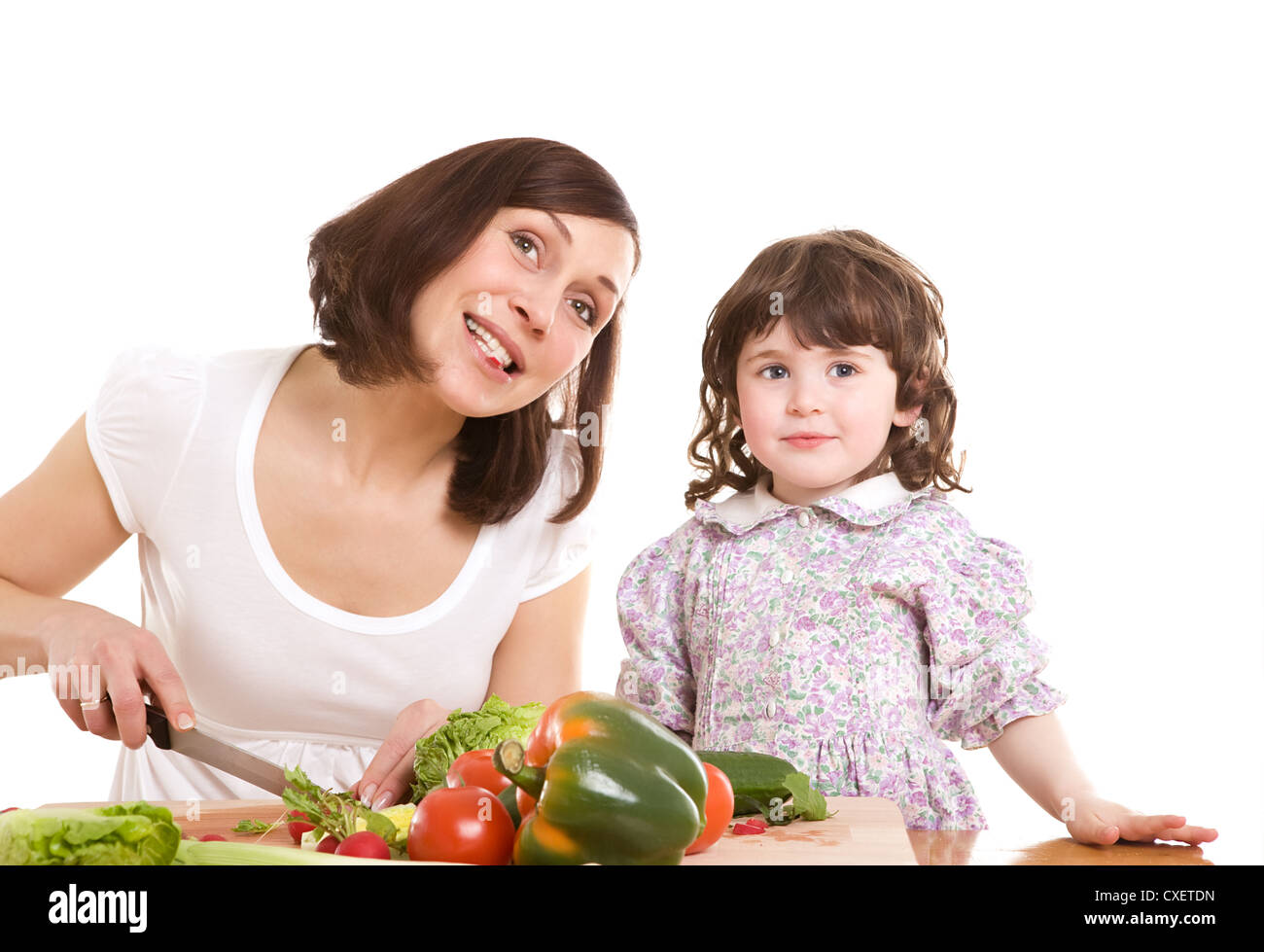 mother and daughter cooking at the kitchen Stock Photo - Alamy