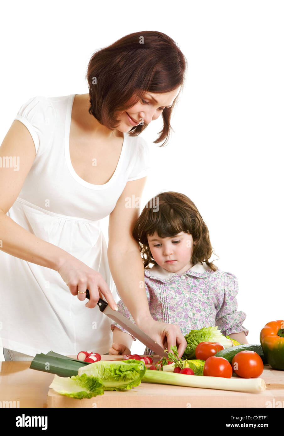 mother and daughter cooking at the kitchen Stock Photo - Alamy