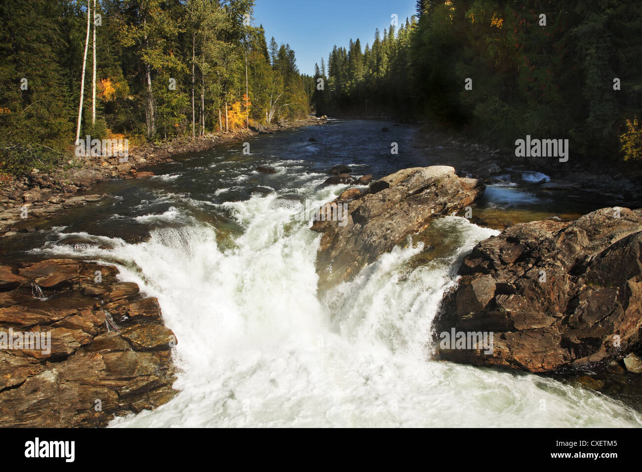 Low falls on fast northern river Stock Photo - Alamy